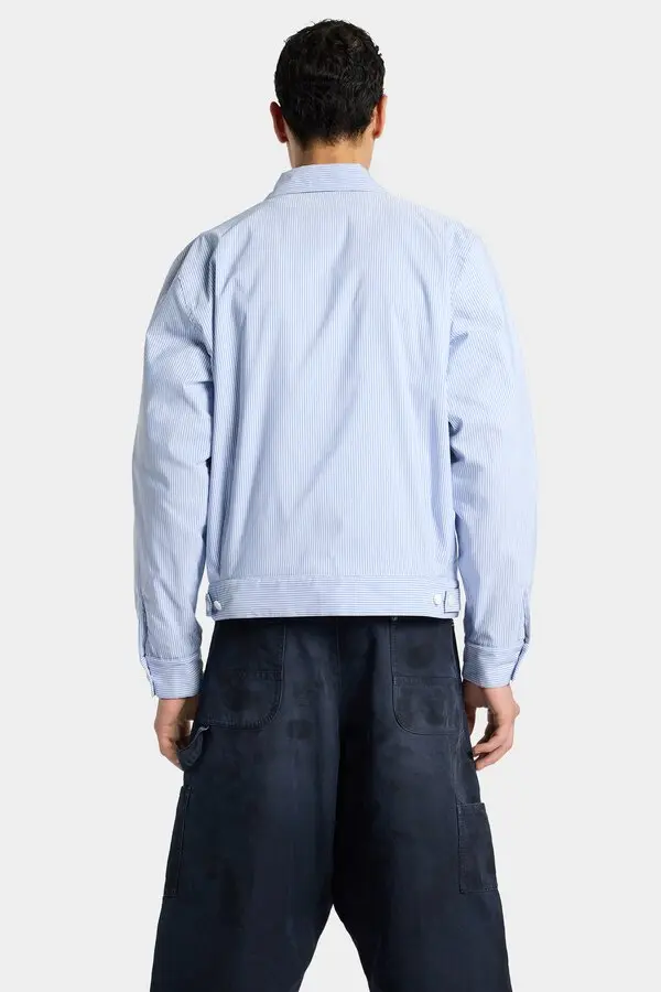 Dsquared2 Mixed Stripes Bomber Jacket With Ruffle Trim