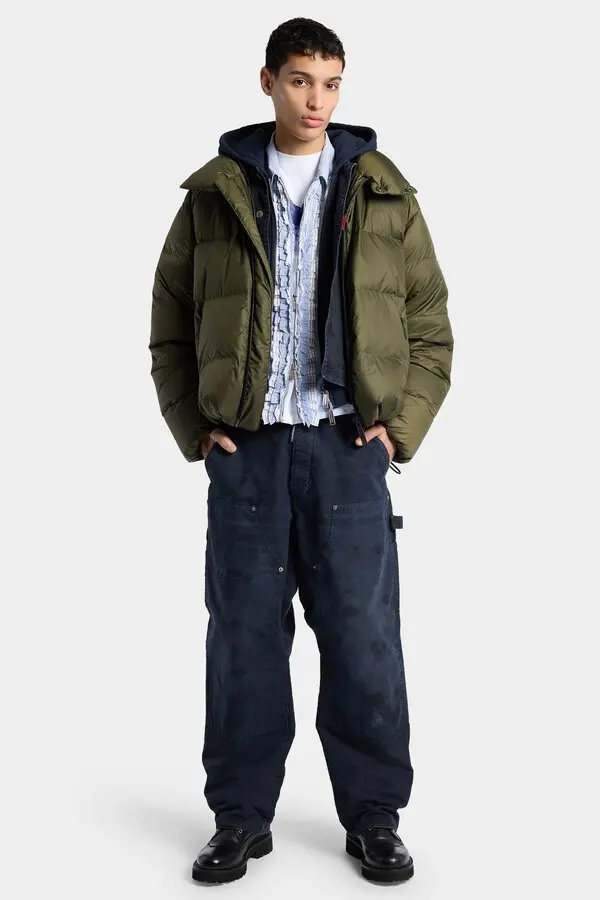 Dsquared2 Mixed Stripes Bomber Jacket With Ruffle Trim