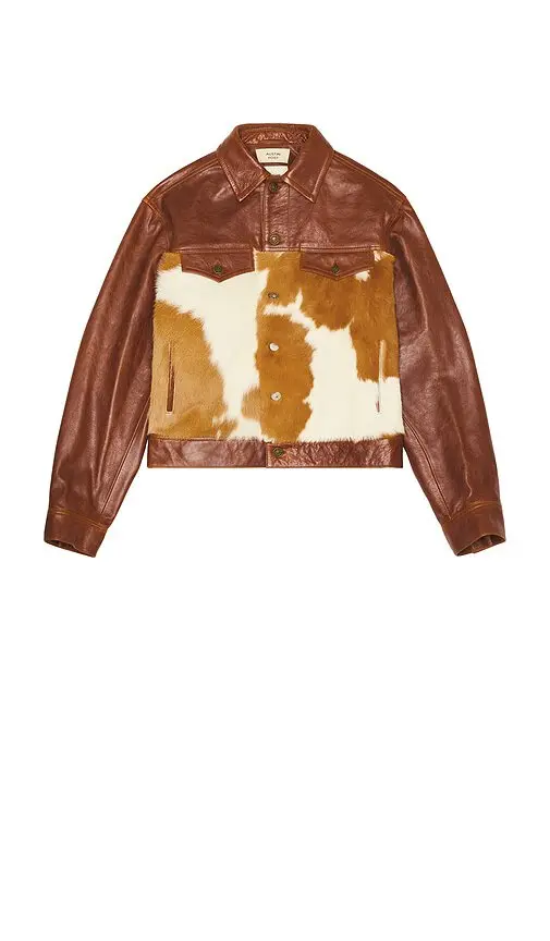 AUSTIN POST Leather Trucker Jacket With Fur Detail