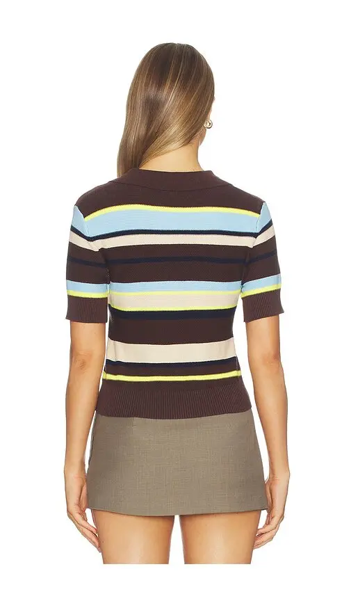 Central Park West Striped Knit Polo Shirt
