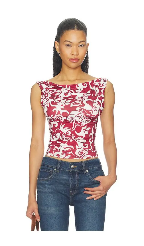 Miaou Lani Top In Printed Stretch Jersey
