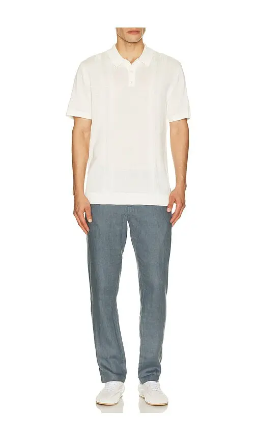 Onia Silk Ribbed Knit Polo Shirt In . Also - Ivory