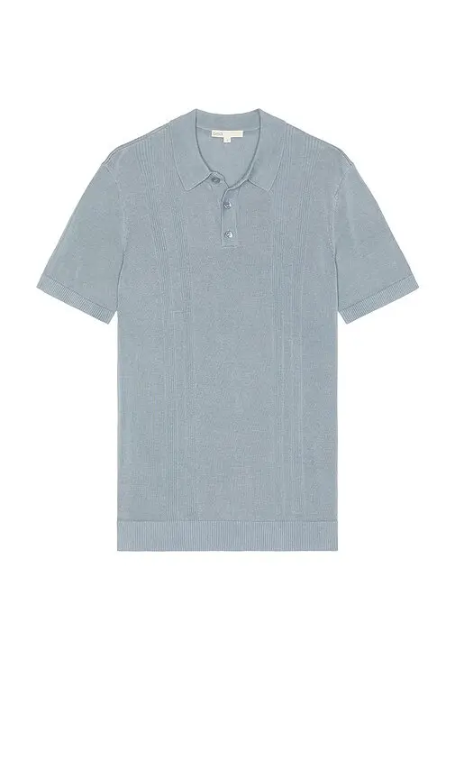 Onia Silk Ribbed Knit Polo Shirt In . Also - Blue