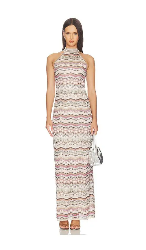Missoni Halter Neck Long Dress - Pink