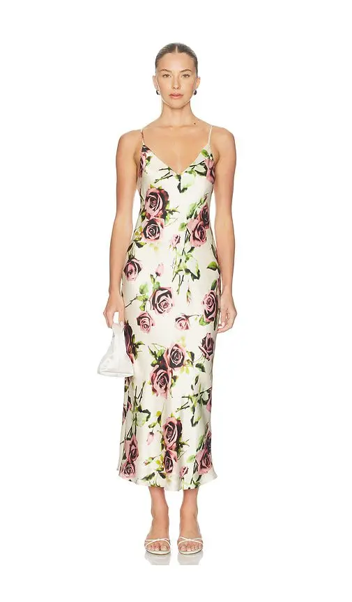 L'Agence Seridie Midi Slip Dress - Cream