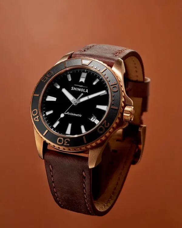 Shinola Bronze Monster 43mm Leather-strap Watch Set