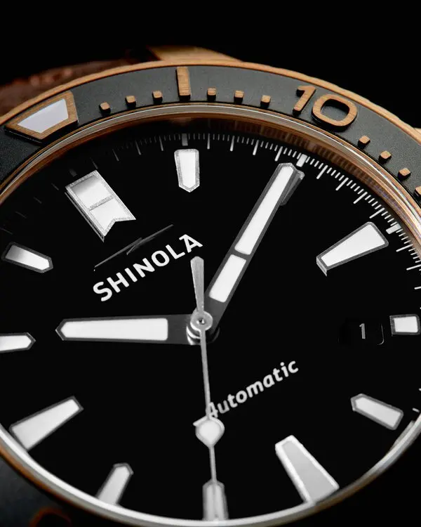 Shinola Bronze Monster 43mm Leather-strap Watch Set