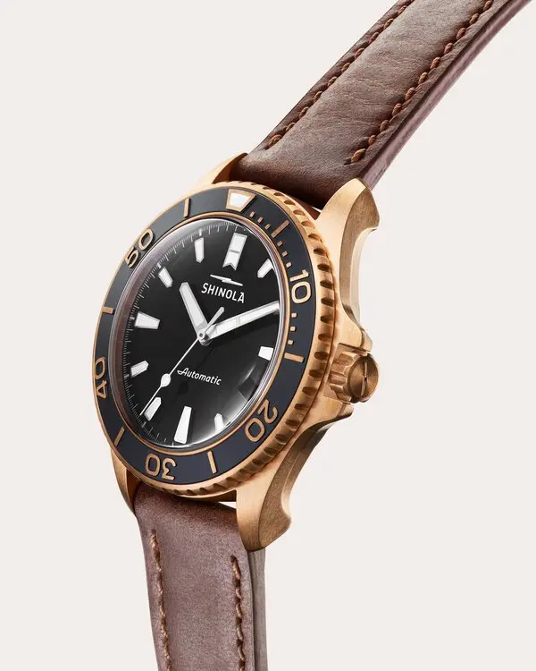Shinola Bronze Monster 43mm Leather-strap Watch Set