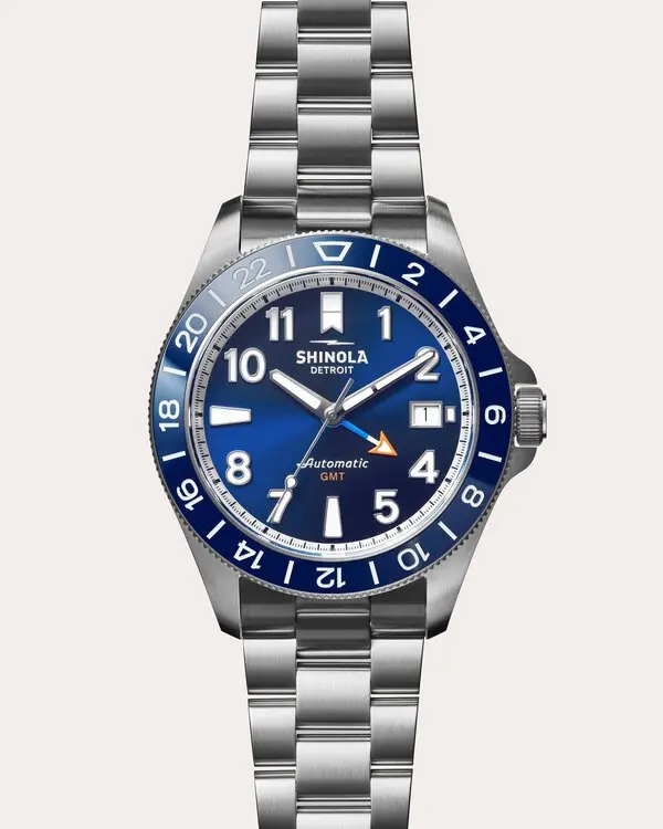 Shinola The Monster Gmt Automatic 40mm Stainless Steel Watch Set - Blue