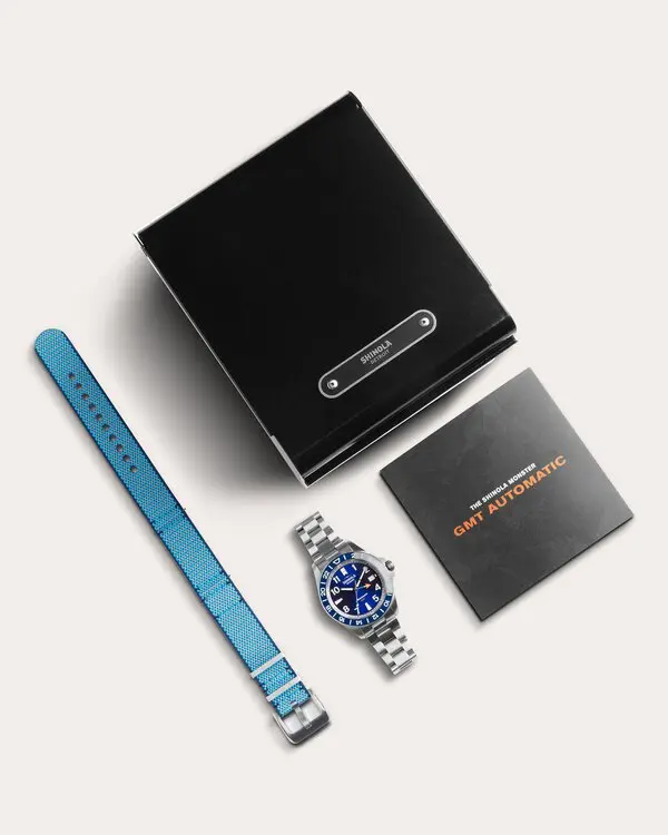 Shinola The Monster Gmt Automatic 40mm Stainless Steel Watch Set