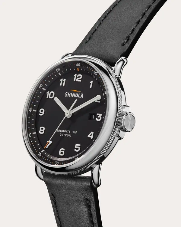 Shinola Stainless Steel Canfield C56 43mm Leather-strap Watch