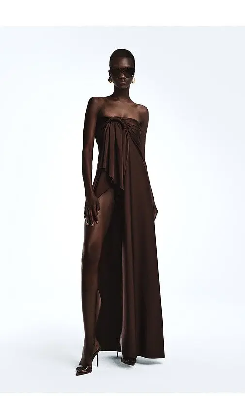 Revolve Enzo Asymmetric Maxi Dress - Brown