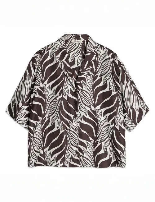 ALBARAY Mono Palm Print Silk Shirt