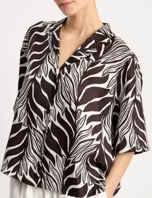 ALBARAY Mono Palm Print Silk Shirt