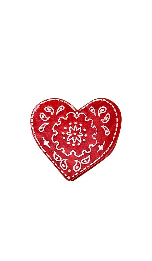 SOLAR ECLIPSE Hand-painted Mini Paisley Heart Claw Hair Clip - Red