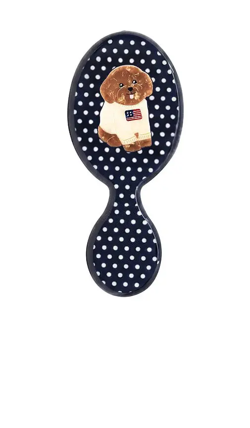 SOLAR ECLIPSE Hand-painted Americana Puppy Handbag Hero Brush - Navy