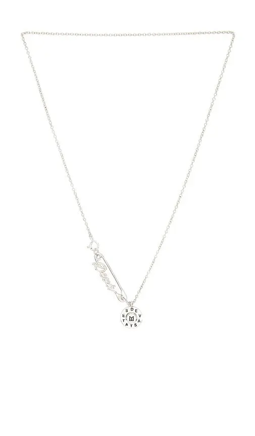 DEVA STATES X Maple Safety Pin Detail Necklace - Metallic Silver