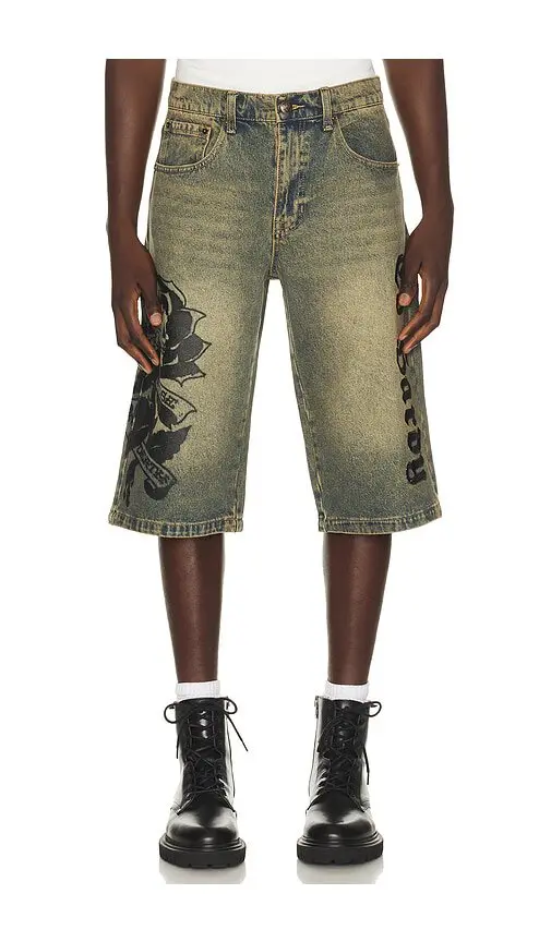 Ed Hardy Spider Skulls Rhinestone Long Shorts