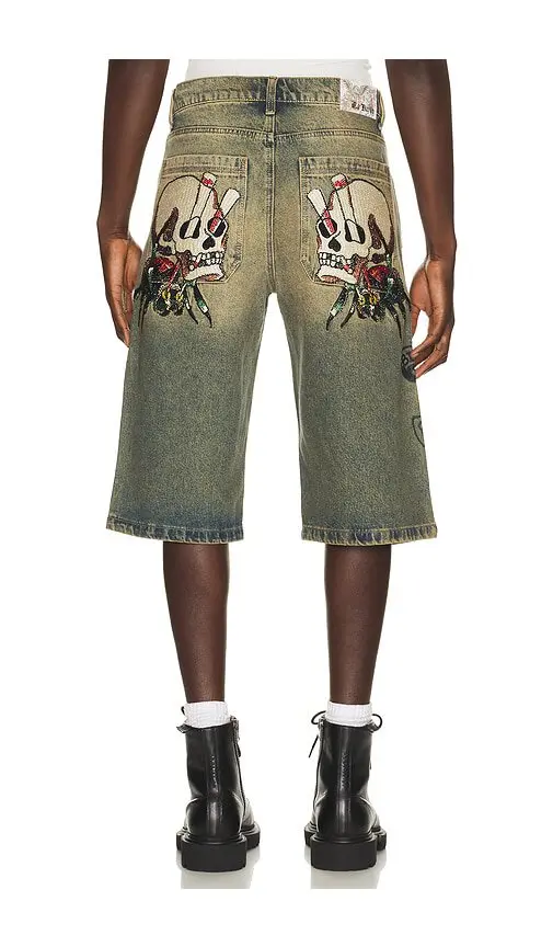 Ed Hardy Spider Skulls Rhinestone Long Shorts