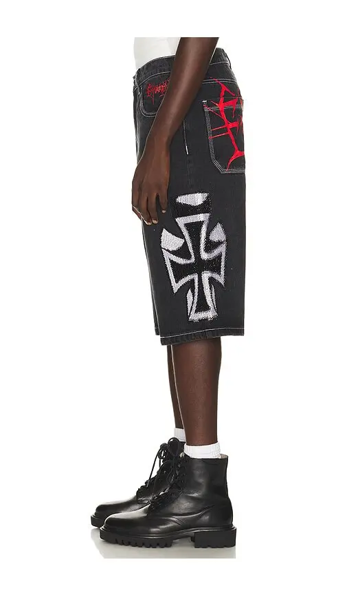 Ed Hardy Crosses Rhinestone Long Shorts