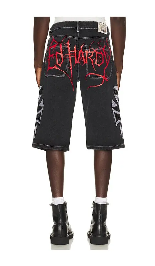Ed Hardy Crosses Rhinestone Long Shorts