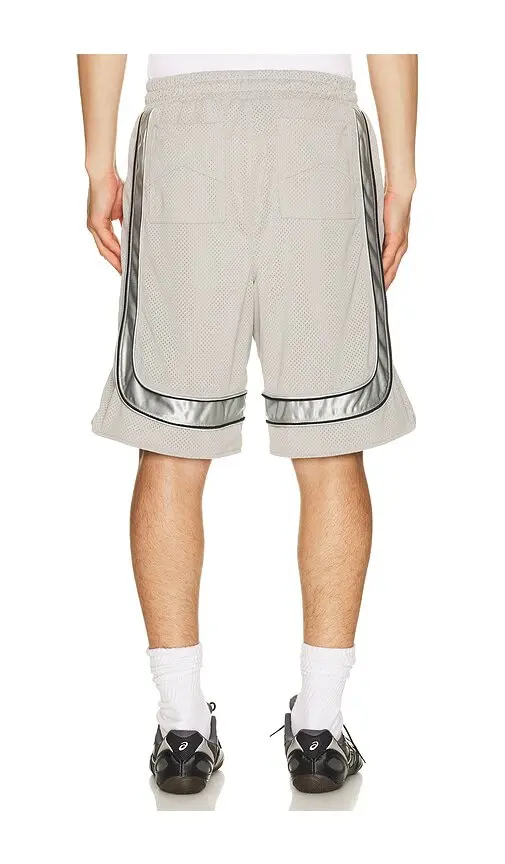 Rhude Baggy Mesh Collegiate Logo Shorts - Grey
