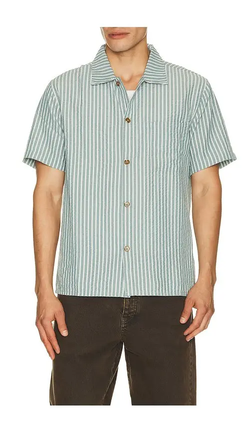 RHYTHM Seersucker Stripe Shirt In . Also - Green