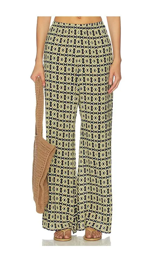 AWAY THAT DAY Geometric Print Wide Leg Trousers