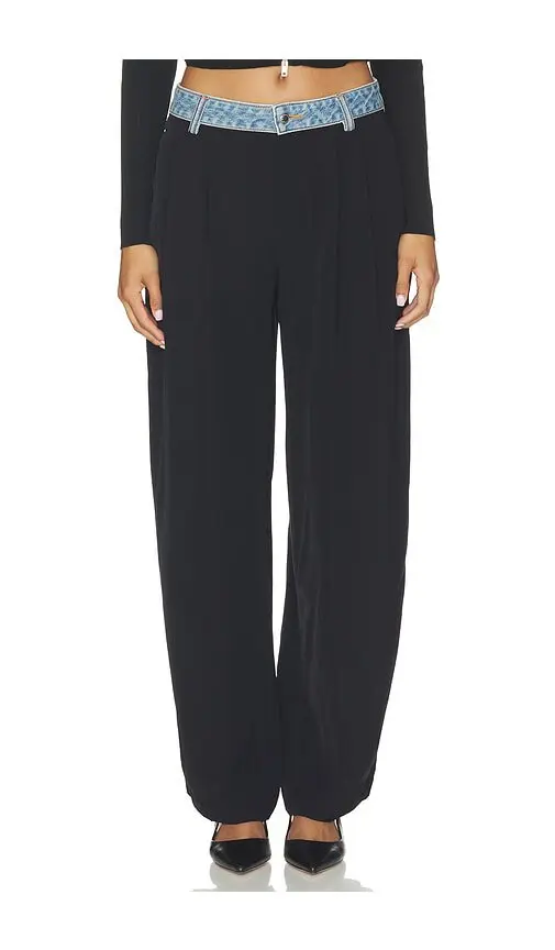 Alexander Wang Mid Rise Pant With Denim Waistband - Black
