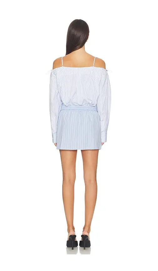 Alexander Wang Off Shoulder Striped Dress - Blue