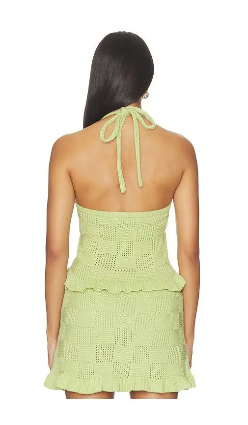 Amanda Uprichard Milena Crochet Halter Top - Green