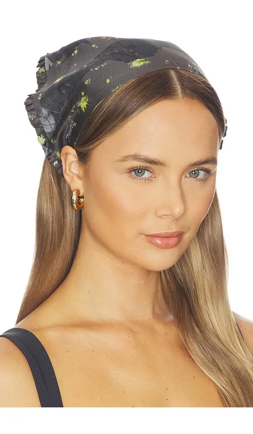 GANNI Silk Head Scarf - Black
