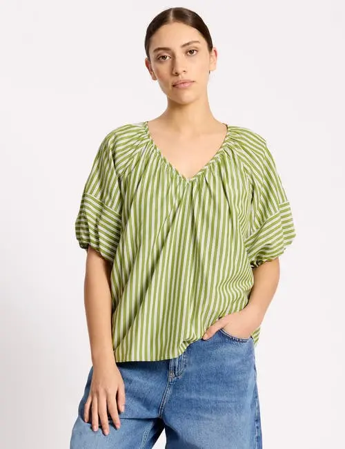 ALBARAY Stripe Lantern Top