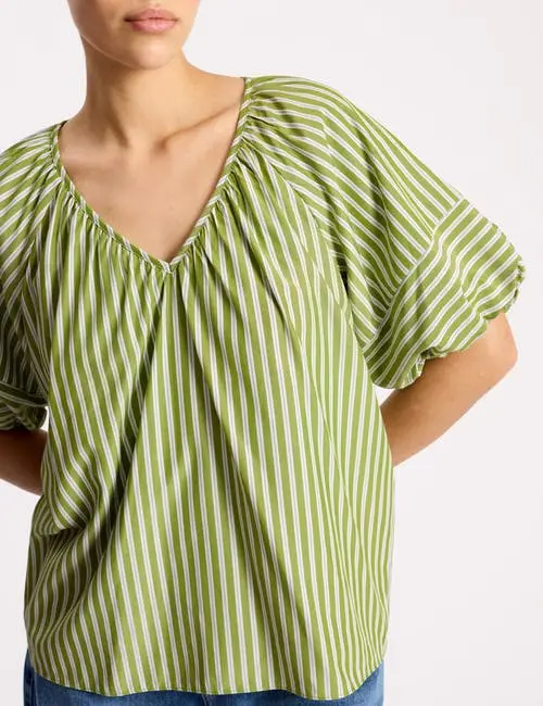 ALBARAY Stripe Lantern Top
