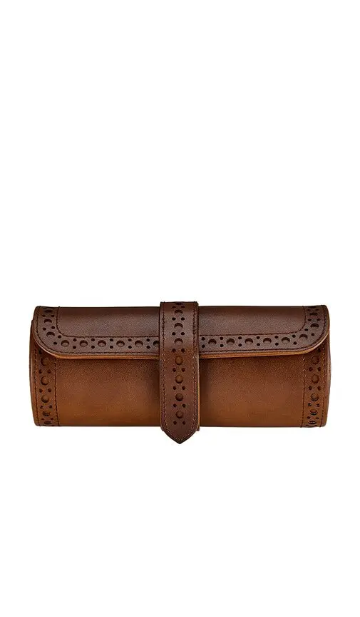 Wolf Brogue Triple Watch Roll - Brown