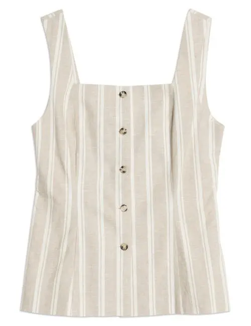 ALBARAY Square Neck Stripe Button Top