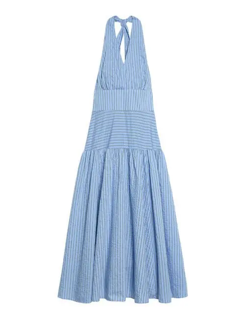 ALBARAY Stripe Halter Neck Midi Dress