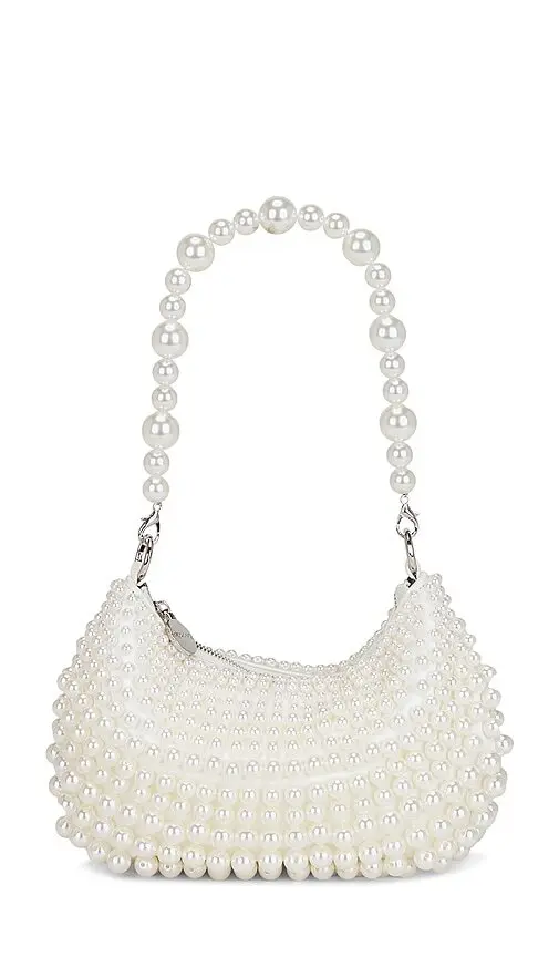 OLGA BERG Pia Pearl Croissant Bag - White