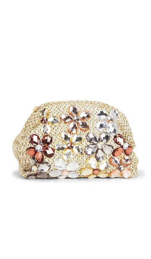 OLGA BERG Crystal Embellished Woven Clutch