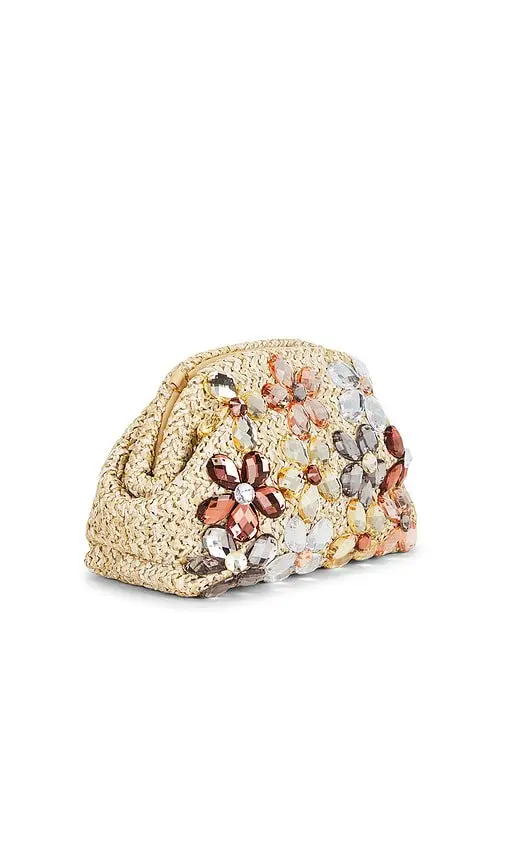 OLGA BERG Crystal Embellished Woven Clutch