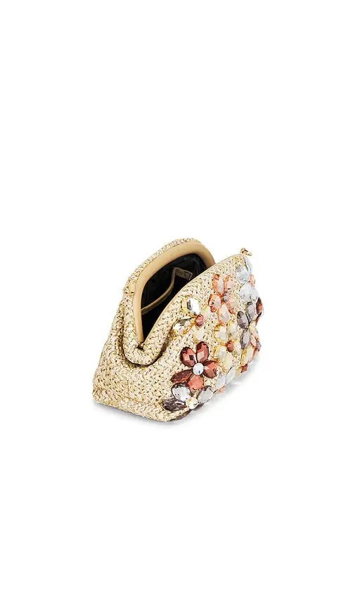 OLGA BERG Crystal Embellished Woven Clutch