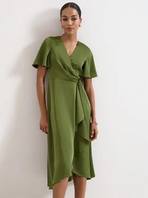 PHASE EIGHT Julissa V-neck Satin Wrap Dress