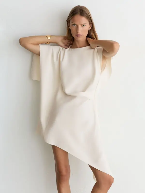 REISS Athena Asymmetric Drape Mini Dress