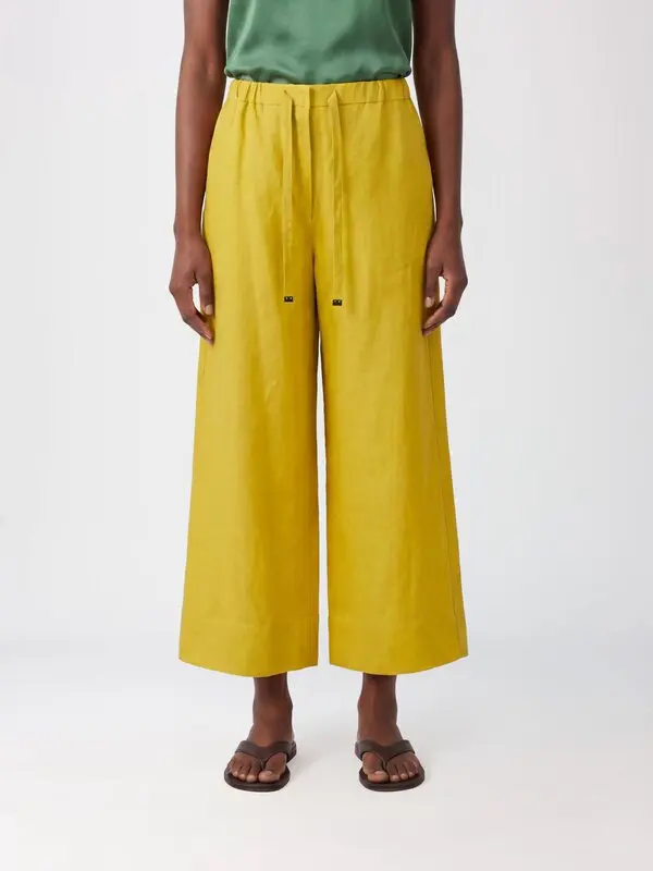 Max Mara High-waisted Wide-leg Cropped Linen Trousers