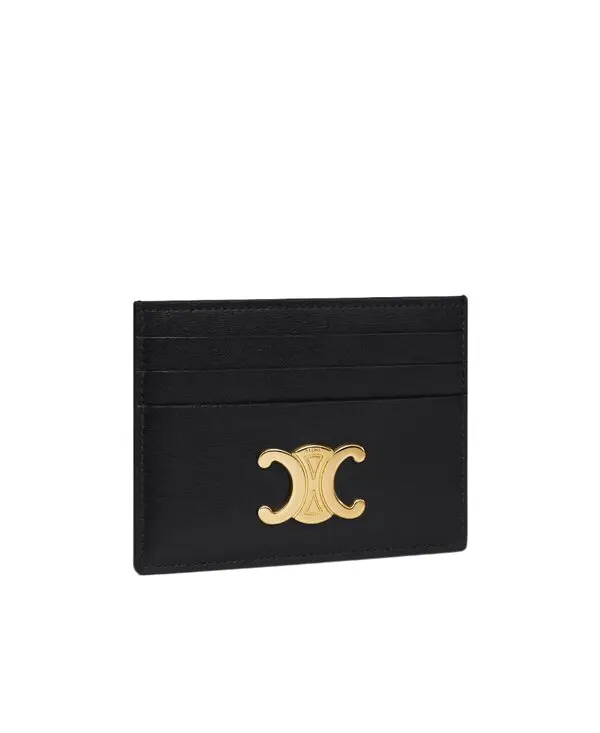 Celine Triomphe Card Holder In Shiny Calfskin