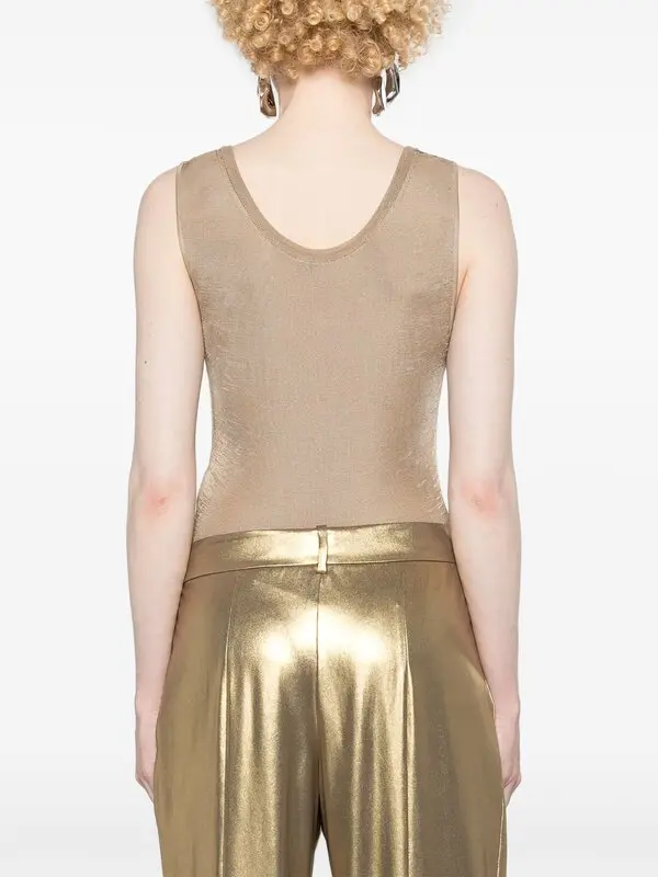 Saint Laurent Sleeveless Scoop Neck Silk Bodysuit