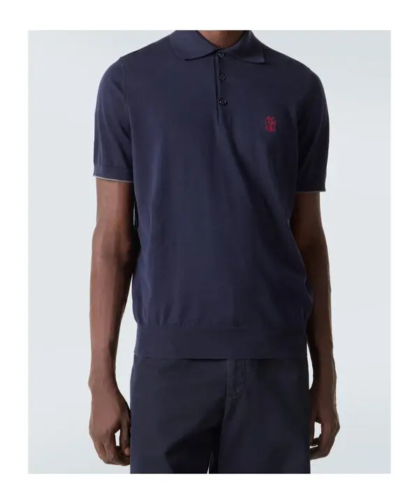 Brunello Cucinelli Embroidered Cotton Piqué Polo Shirt
