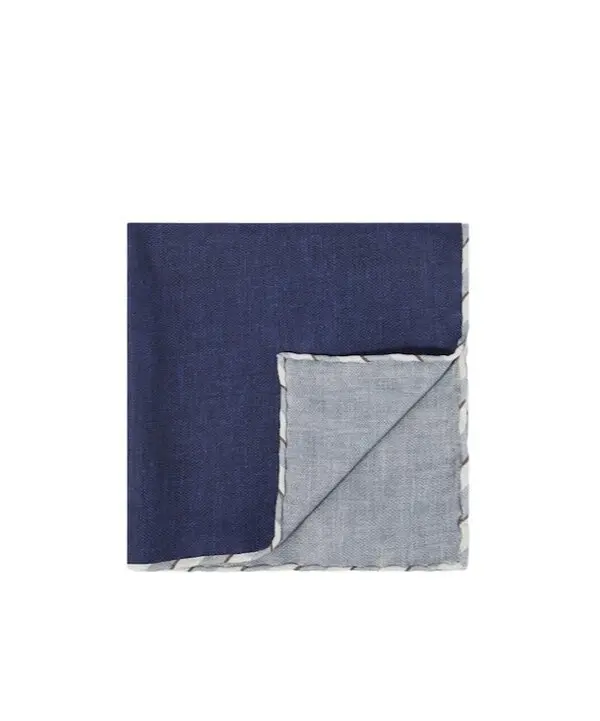 Brunello Cucinelli Silk Pocket Square - Blue