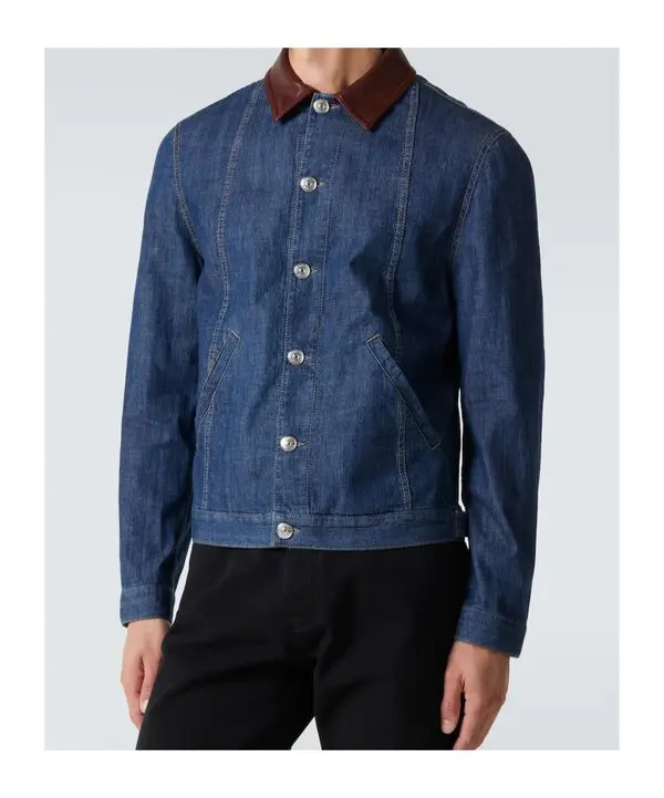 Brunello Cucinelli Leather-trimmed Denim Jacket