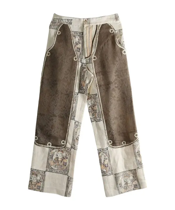 COMMUNS Printed Plaid Pants